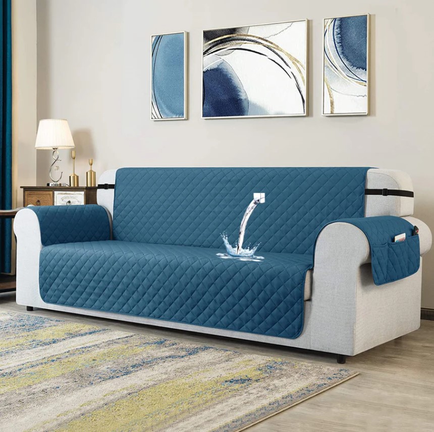 Waterproof Cotton Quilted Sofa Cover – Sofa Runners – Zinc - HB Fabrics ...